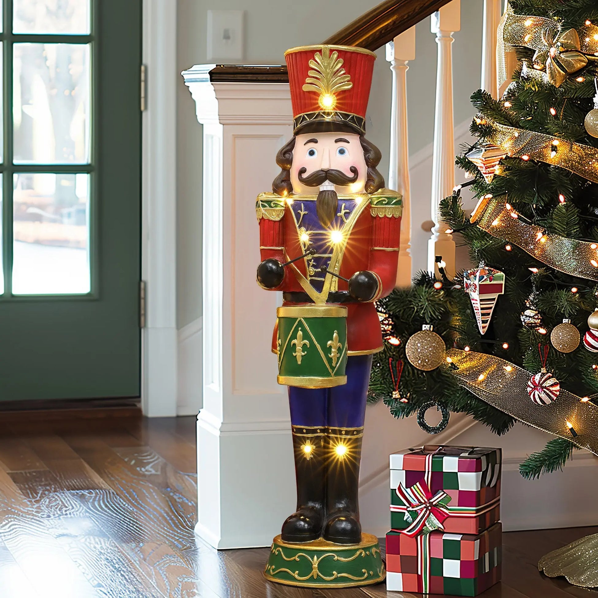 Traditional nutcracker drummer soldier with lights, 3ft tall – LuxenHome
