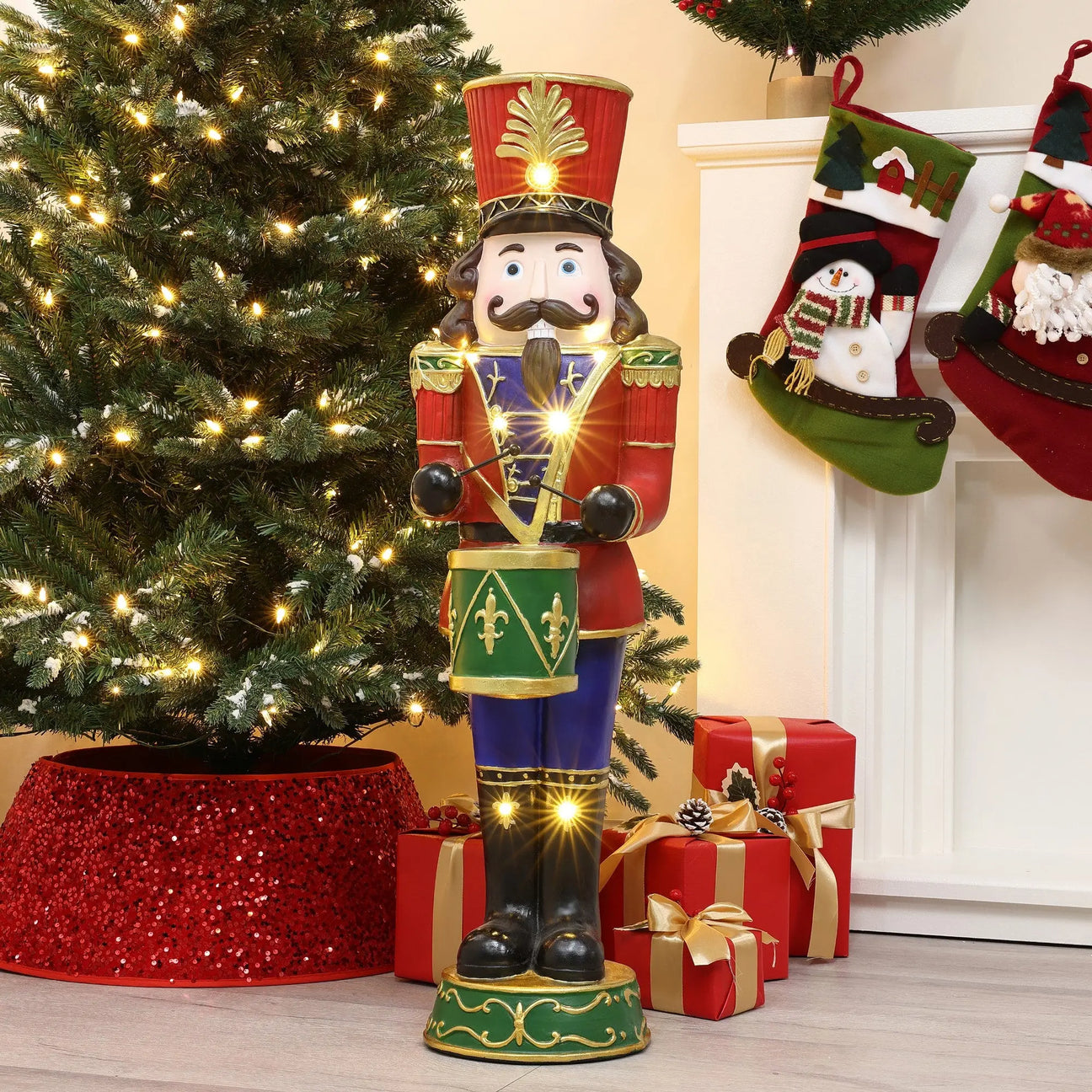 Traditional nutcracker drummer soldier with lights, 3ft tall – LuxenHome