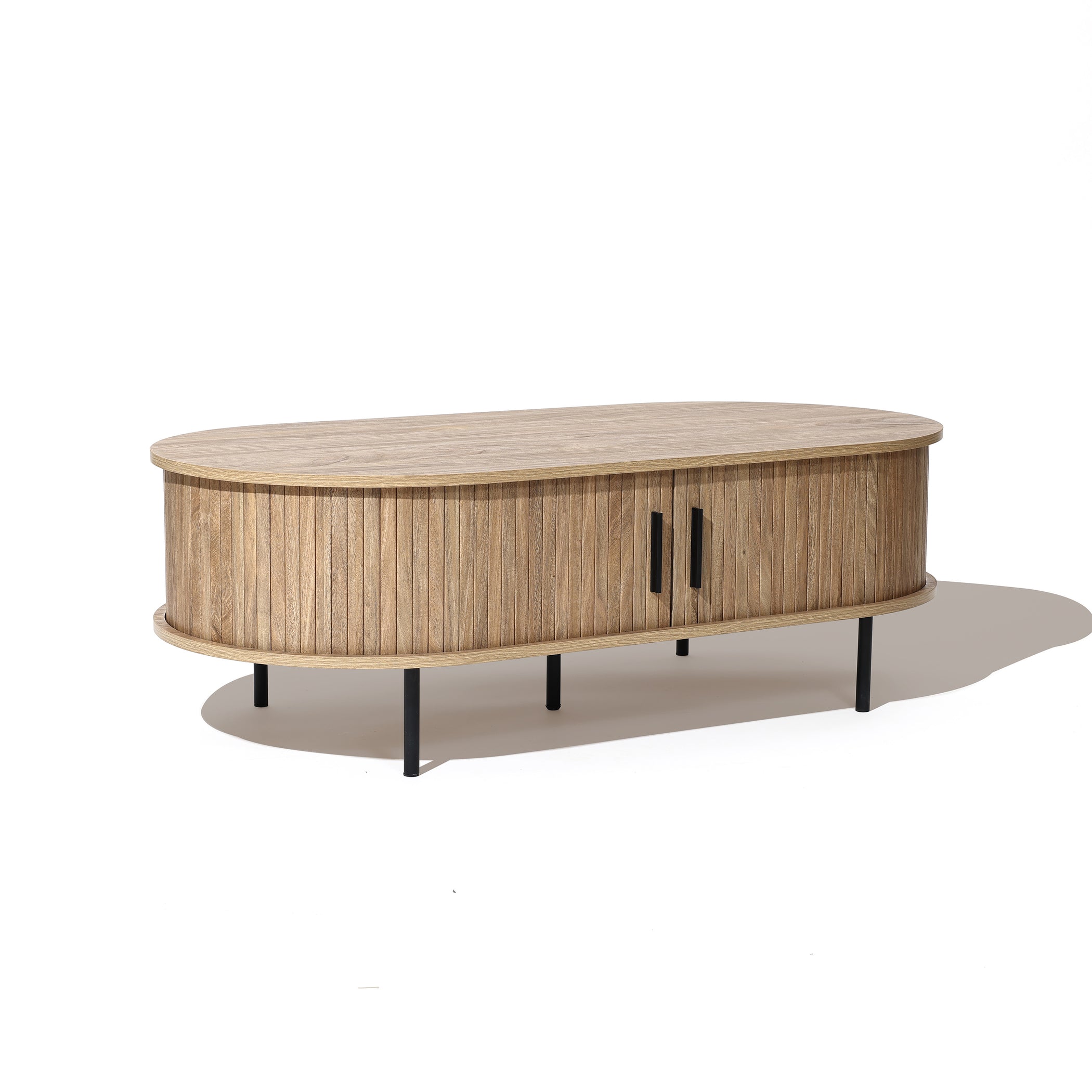 Aria oak wood accent tambour door coffee table – LuxenHome