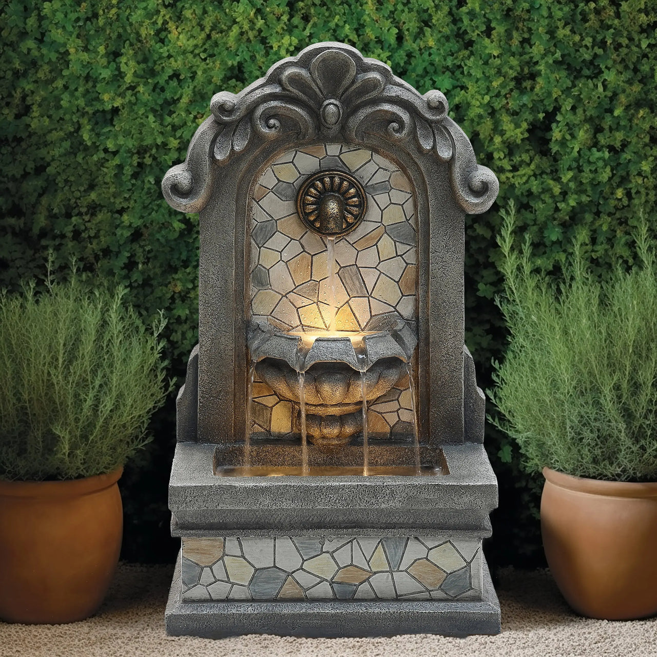 Classic Wall Freestanding Fountain with Lights – LuxenHome