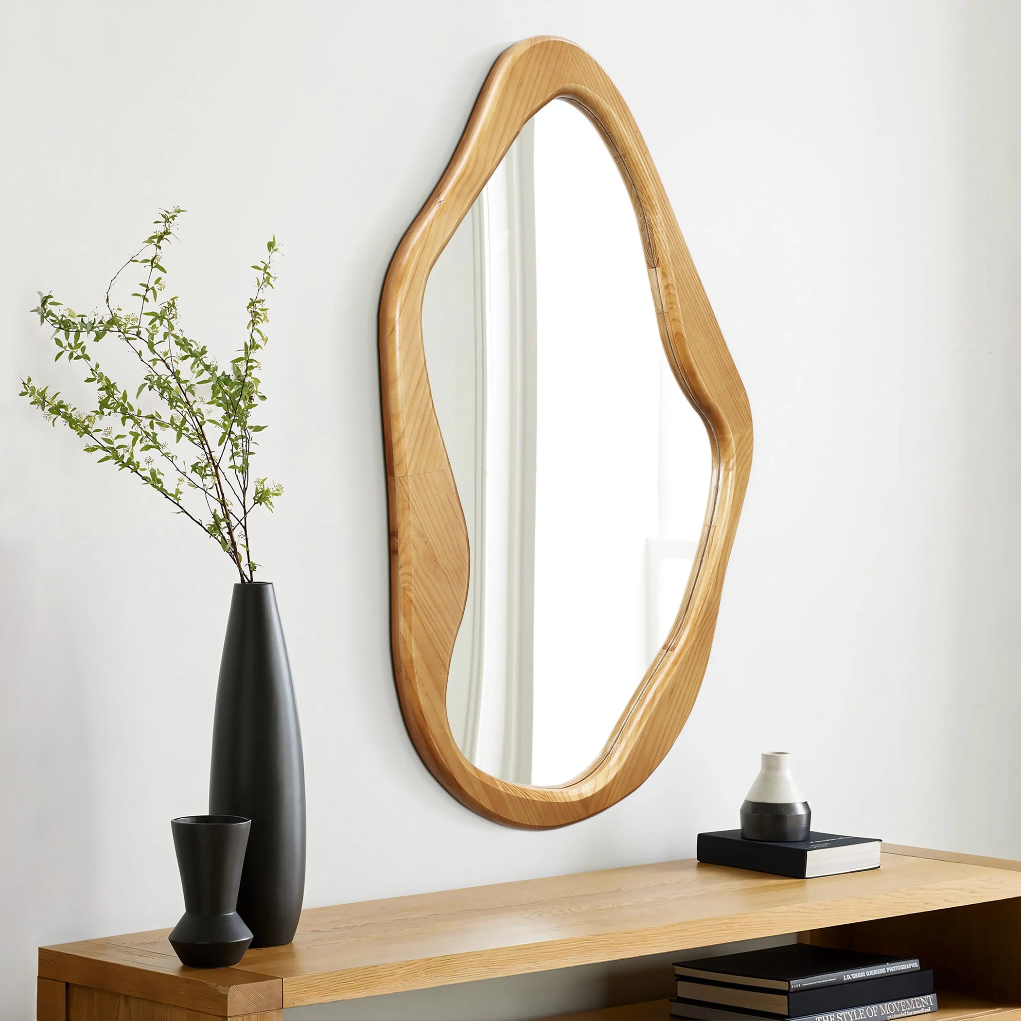 Flow Wood Frame Free Form Wall Mirror – LuxenHome