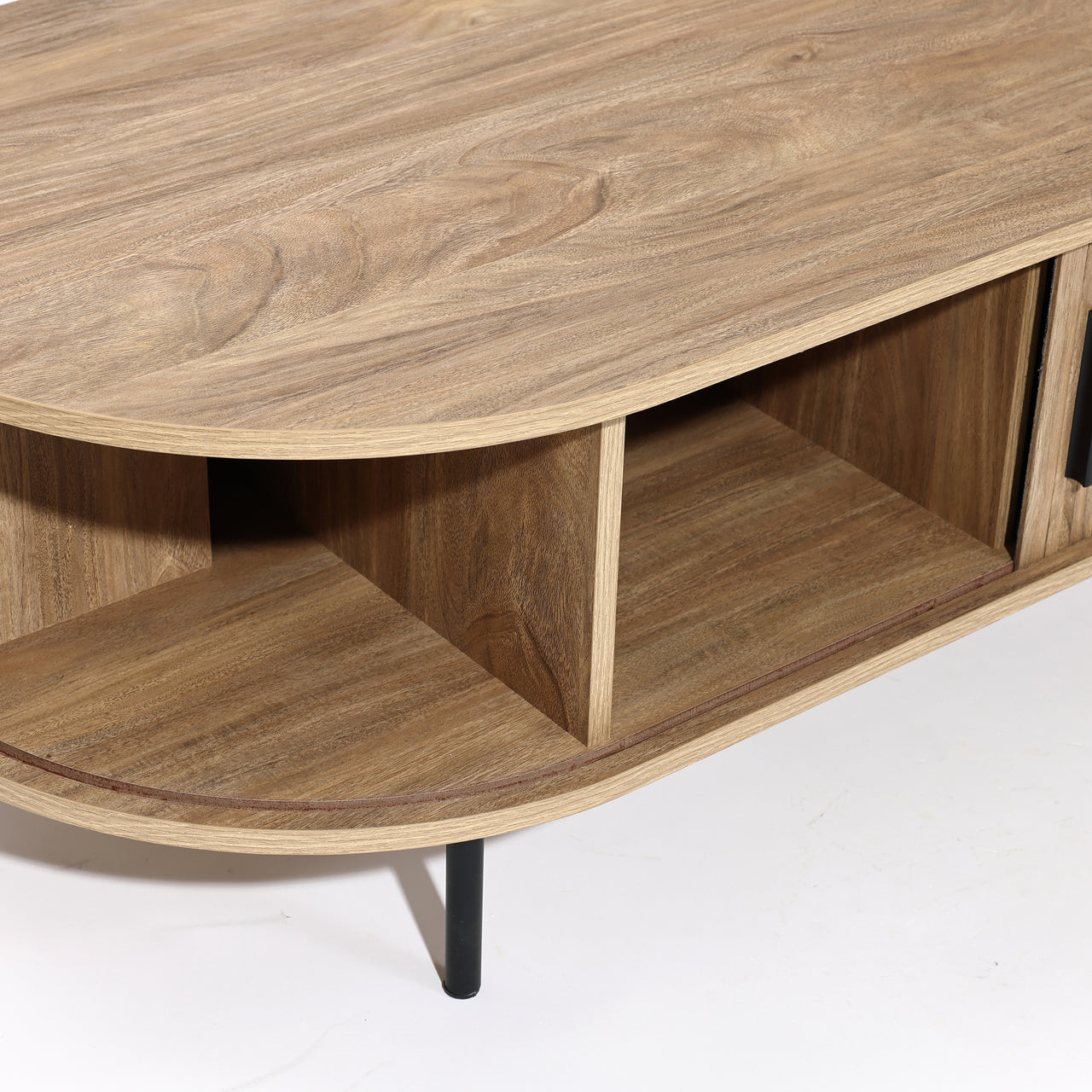 Aria oak wood accent tambour door coffee table – LuxenHome