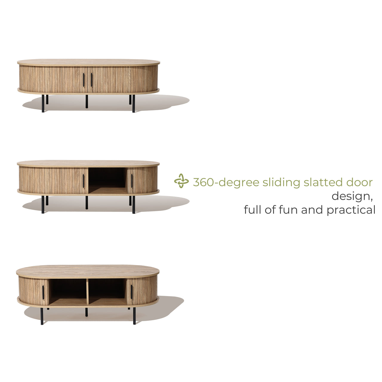 Aria oak wood accent tambour door coffee table – LuxenHome